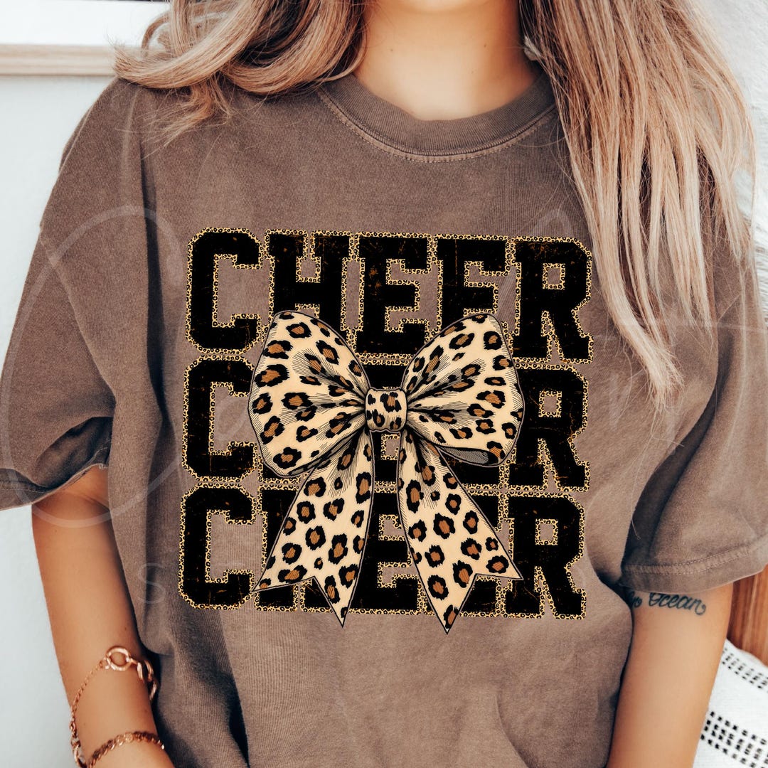 Leopard Print Cheer Bow PNG: Cheerleading Sublimation Design (digital ...