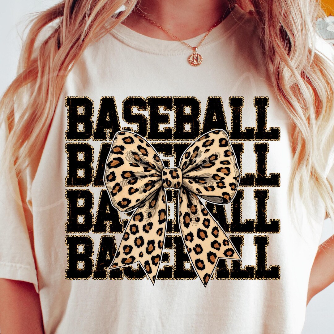 Leopard Print Baseball PNG, Baseball Mom Bow Sublimation, Cheetah Print ...