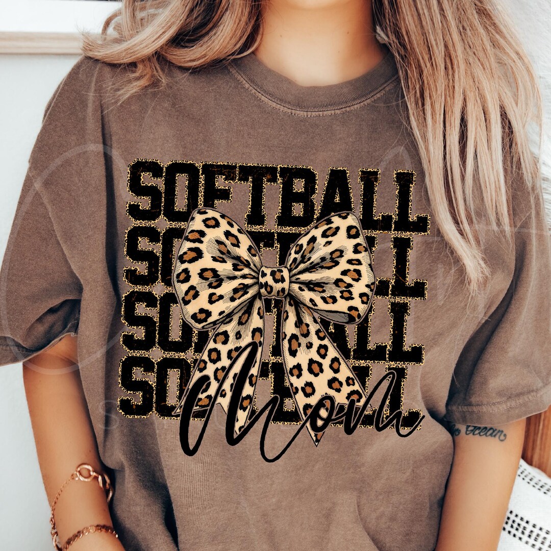 Leopard Bow Softball Mom PNG: Cheetah Print Design (digital Download ...