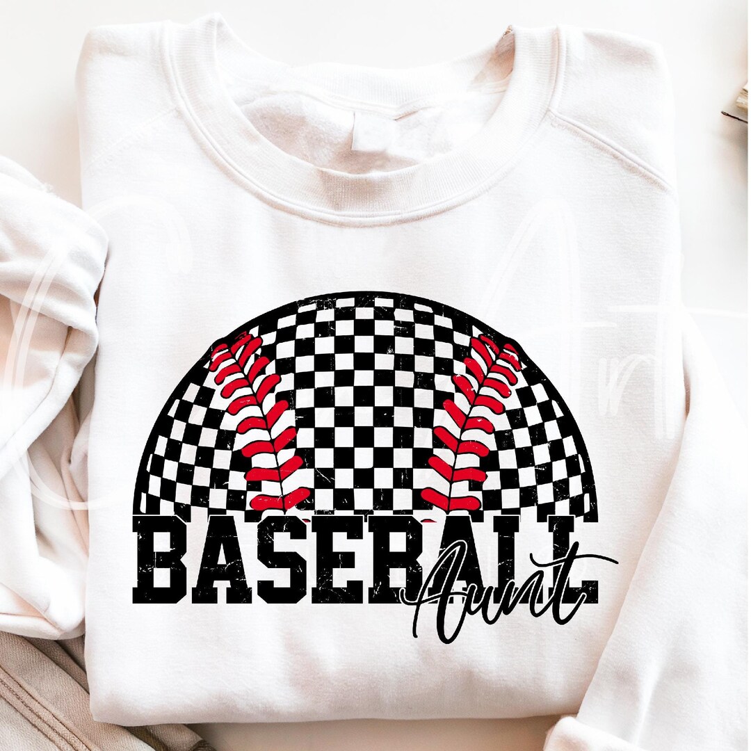 Retro Checkered Baseball Aunt PNG: Game Day Design (digital Download ...