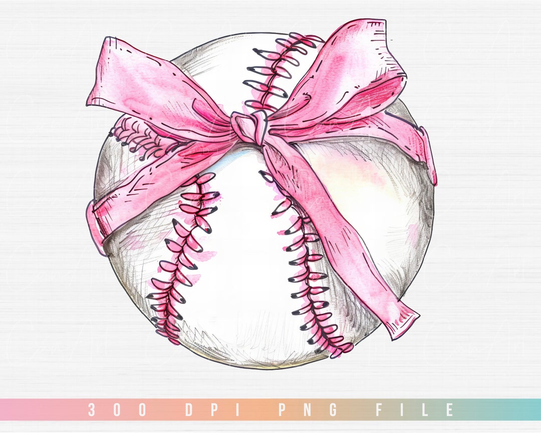 Coquette Baseball Png Sublimation Design, Pink Ribbon Bow Png, Baseball ...
