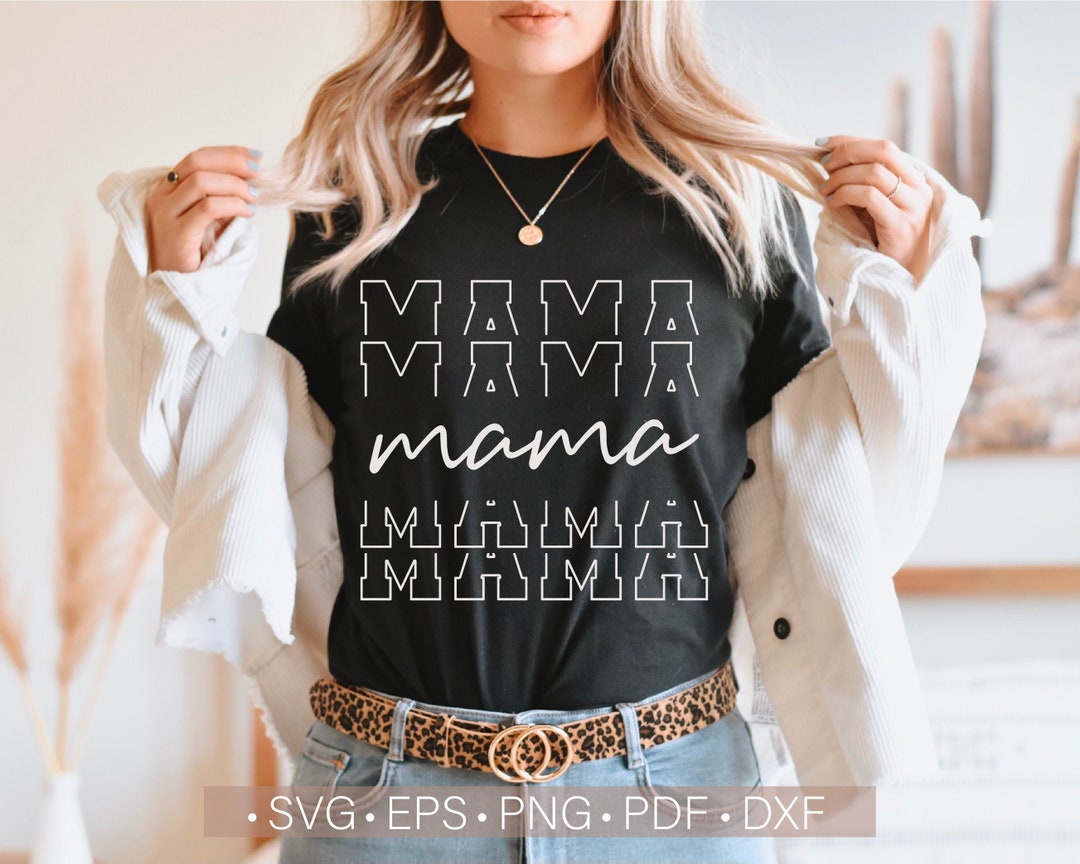 Stacked Mama Svg, Mom Shirt Svg, Retro Mama Svg, Mom Life Svg, Mother's ...