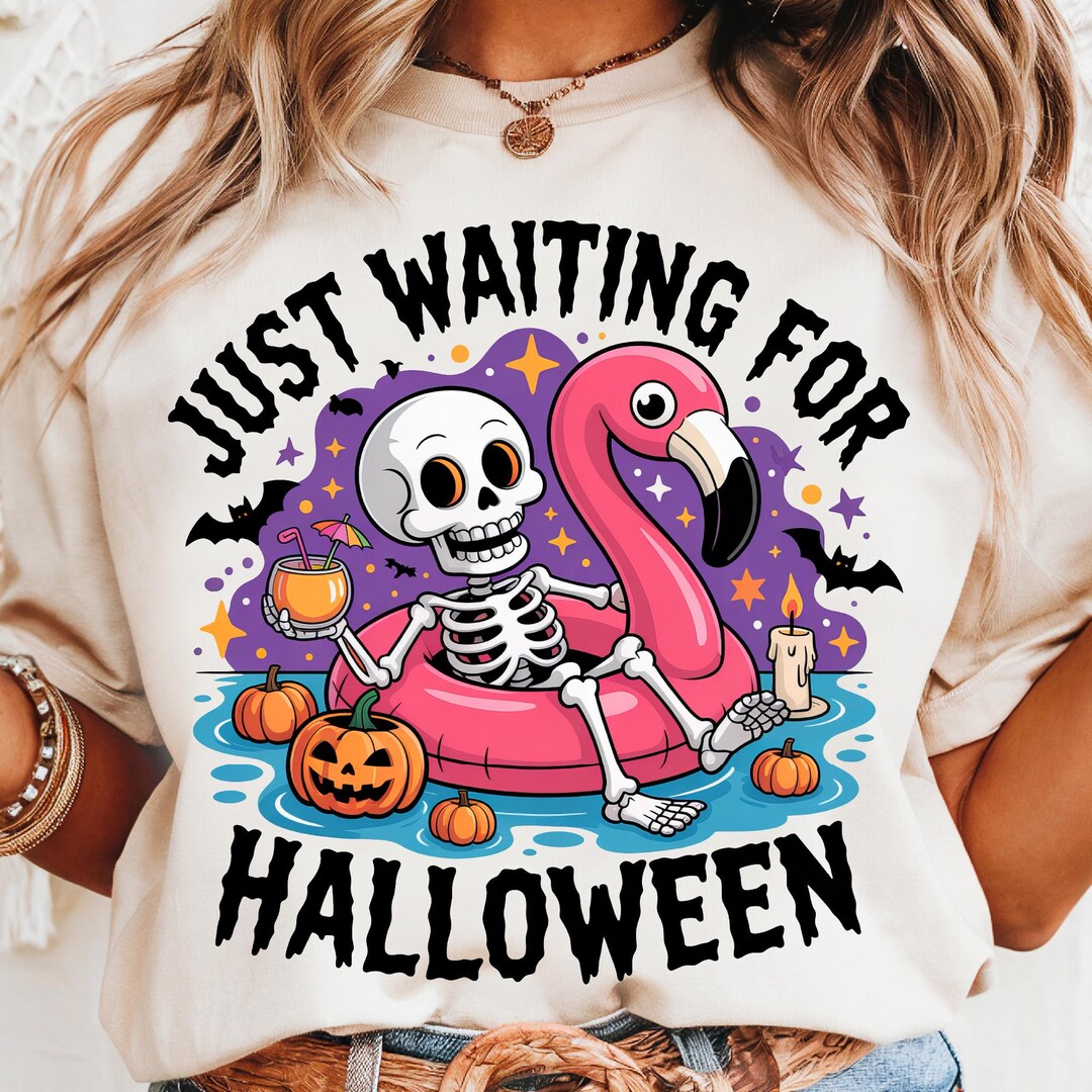 Ust Waiting for Halloween PNG – Funny Skeleton on Flamingo Float ...