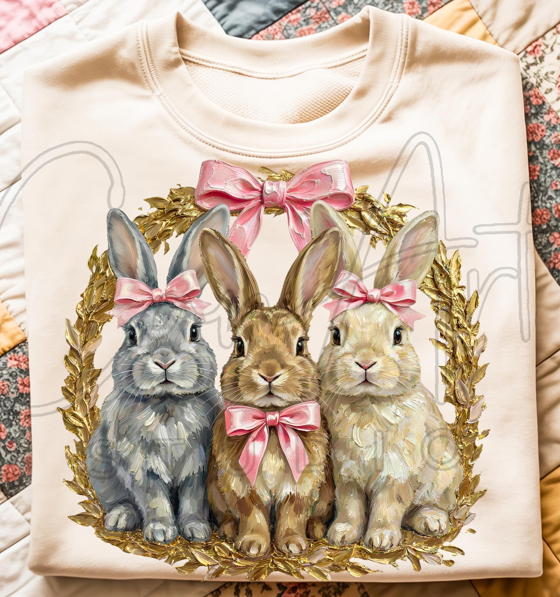 Brush Stroke Easter Bunny Trio PNG - Hand-painted Sublimation Design ...