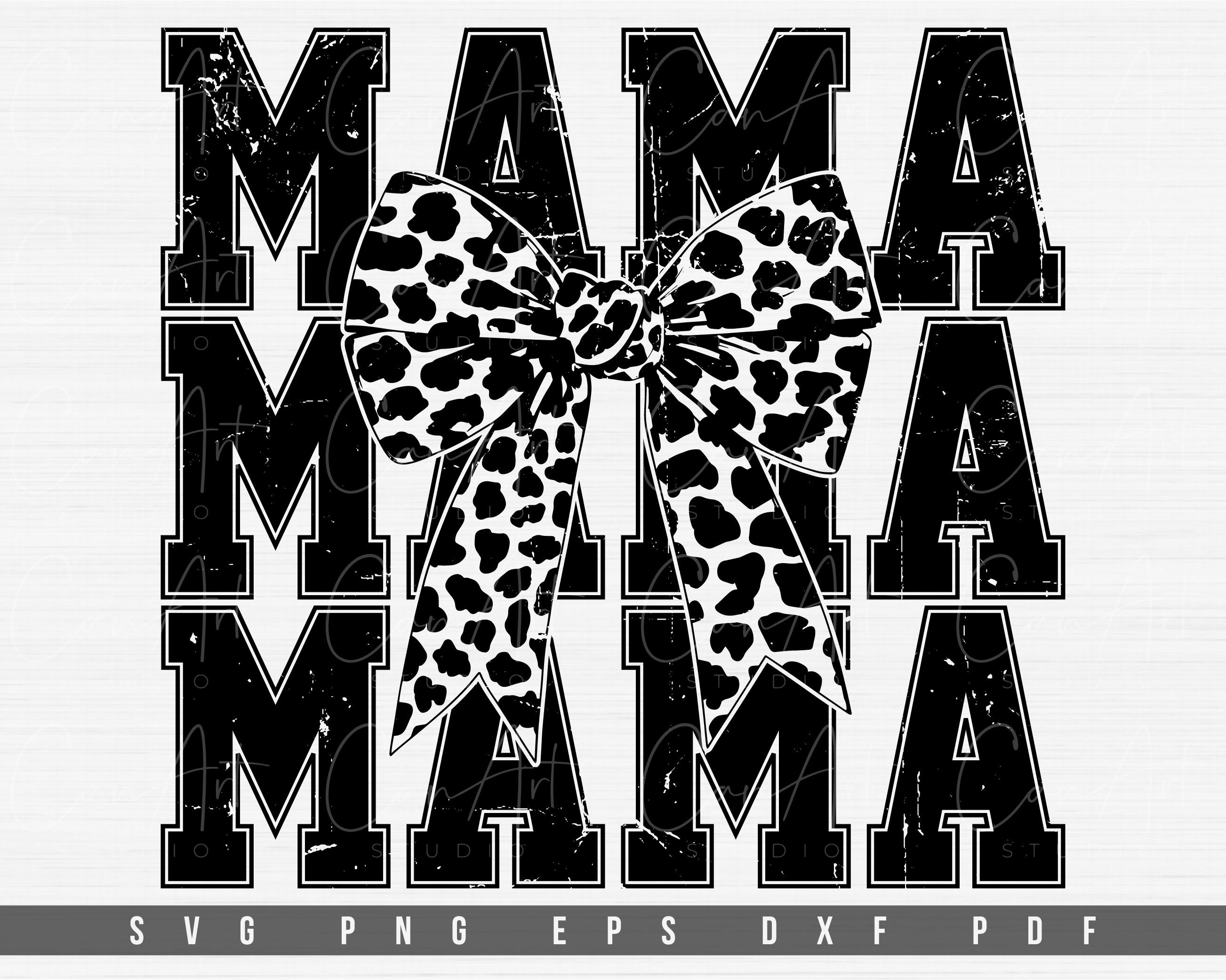 Retro Mama Leopard Bow SVG PNG: Distressed Mom Life Design (digital ...