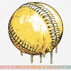 Dripping Softball Ball Png, Vintage Softball T-shirt, Mug Png Craft ...