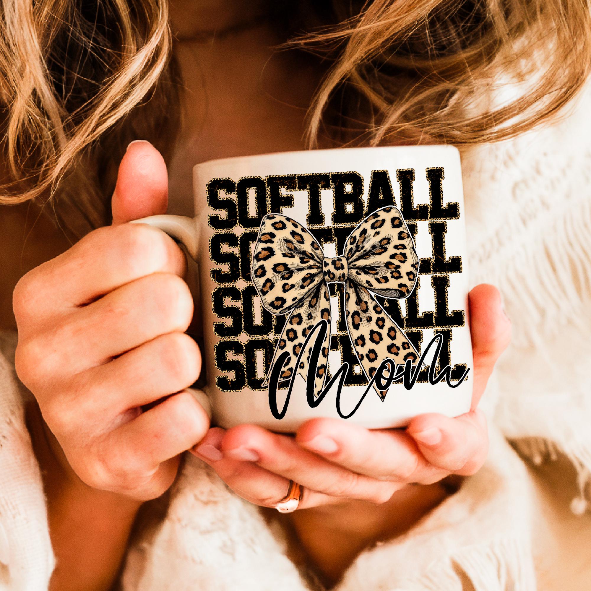 Leopard Bow Softball Mom PNG: Cheetah Print Design (digital Download ...