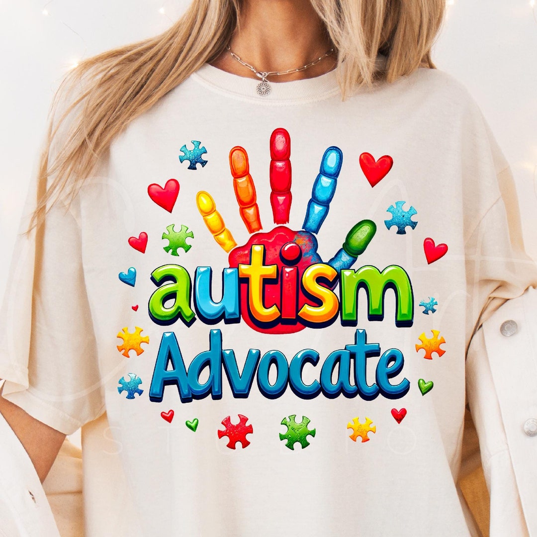 Autism Advocate PNG: Rainbow Handprint Puzzle Design (printable File ...