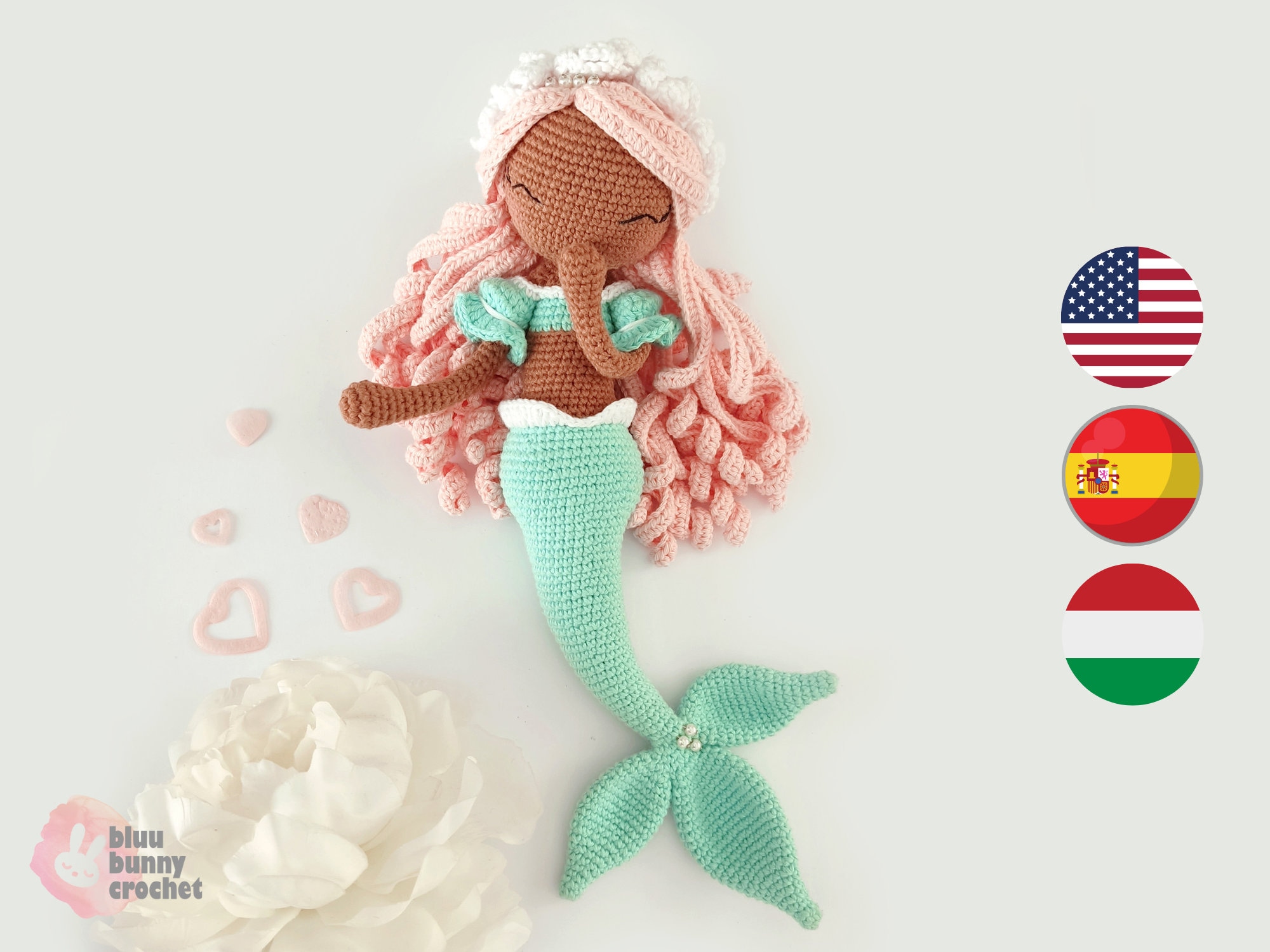 Crochet Mermaid Pattern MEDIUM Size Eng/esp/hun Mermaid - Etsy