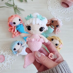 Mini Mermaid Crochet Doll Pattern PACK 5in1, Size-eng/esp/hun- Mermaid ...