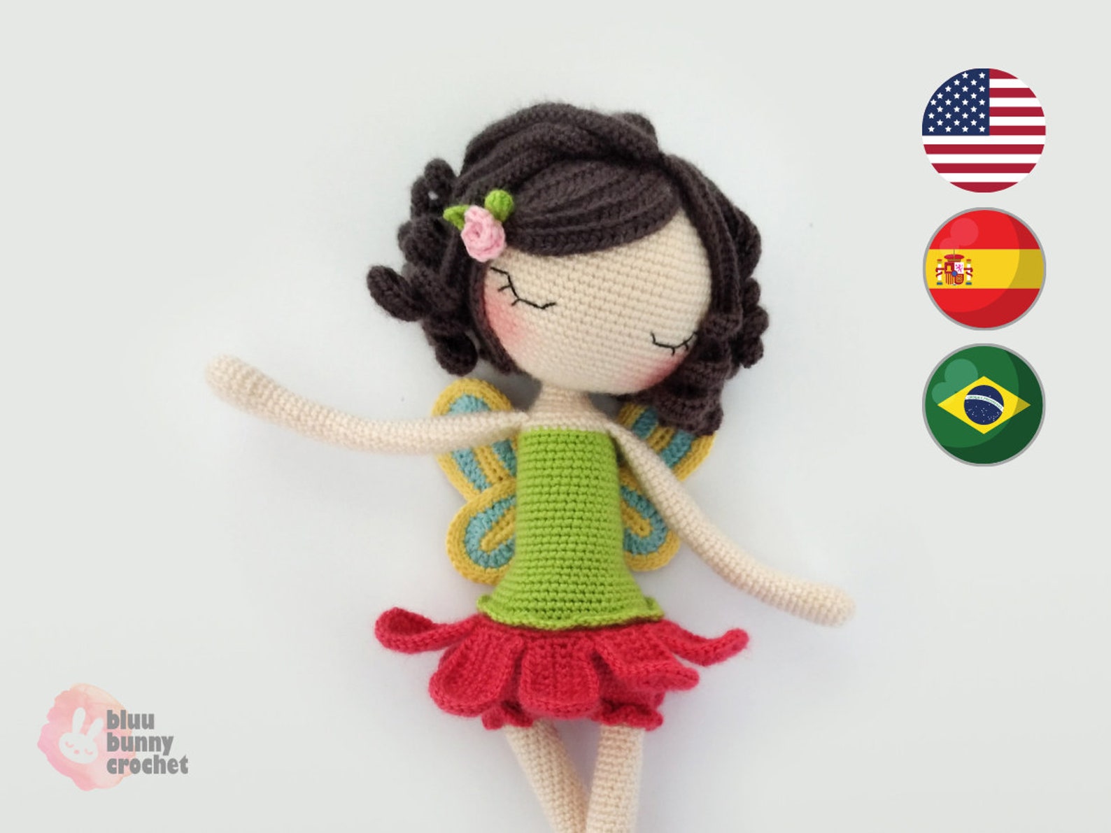 Flower Fairy Crochet Doll Pattern ENG/ESP/PT Fairy Amigurumi - Etsy