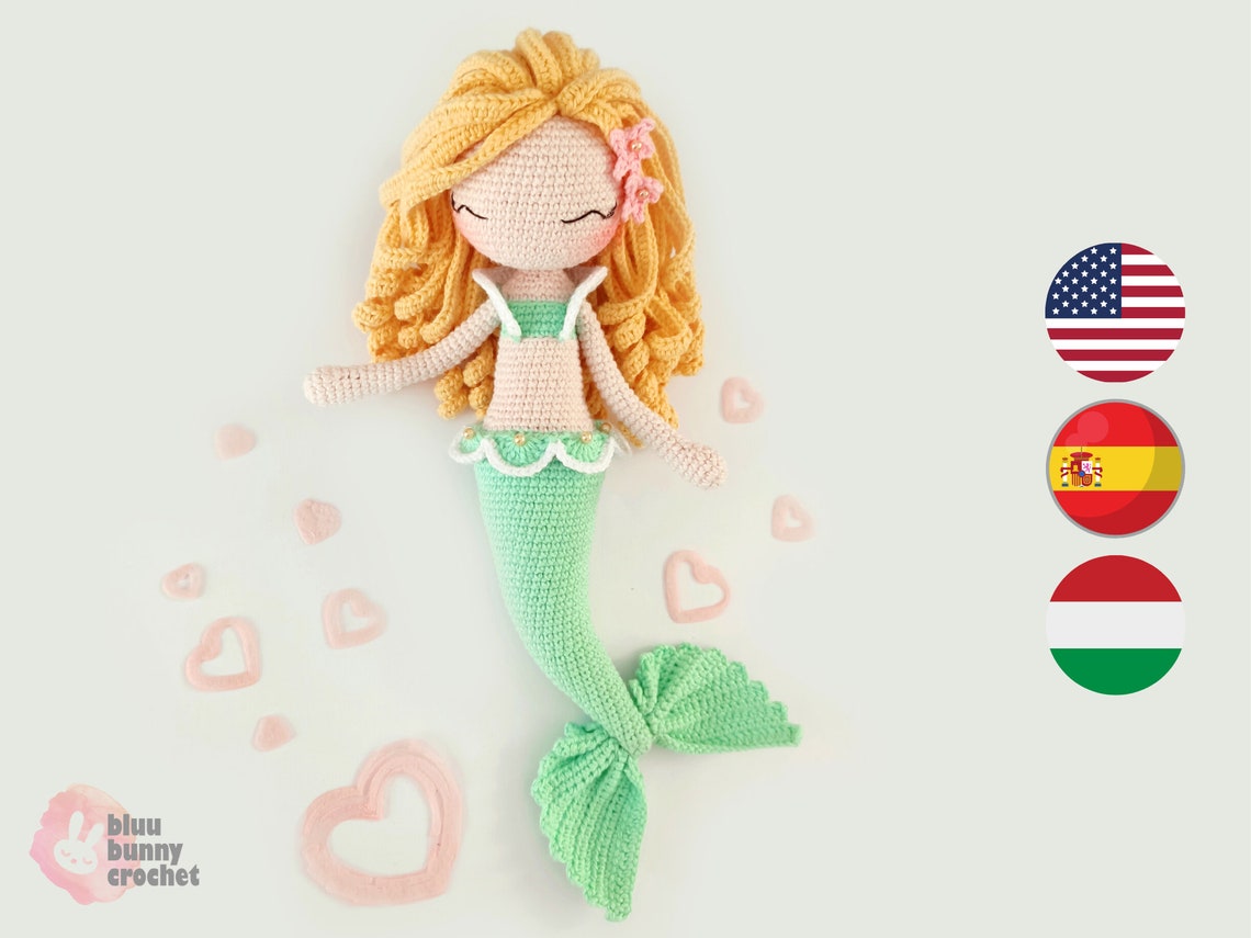 Crochet Mermaid Pattern MEDIUM Size-eng/esp/hun Mermaid - Etsy