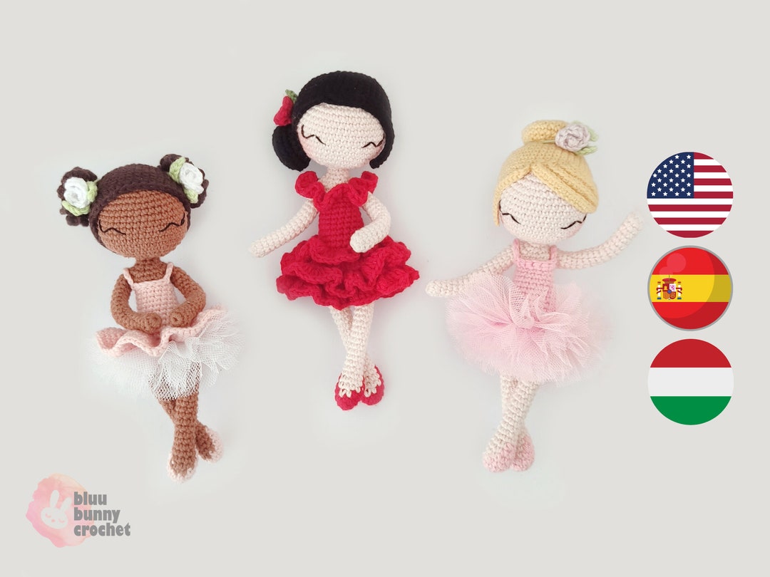 Small Ballerina Crochet Doll Pattern PACK 3in1, MINI Size-eng/esp/hun ...