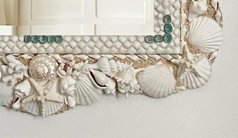 Seashell Mirror, Seashell Art, Hanging Shell Mirror, Shell Art, Coastal ...