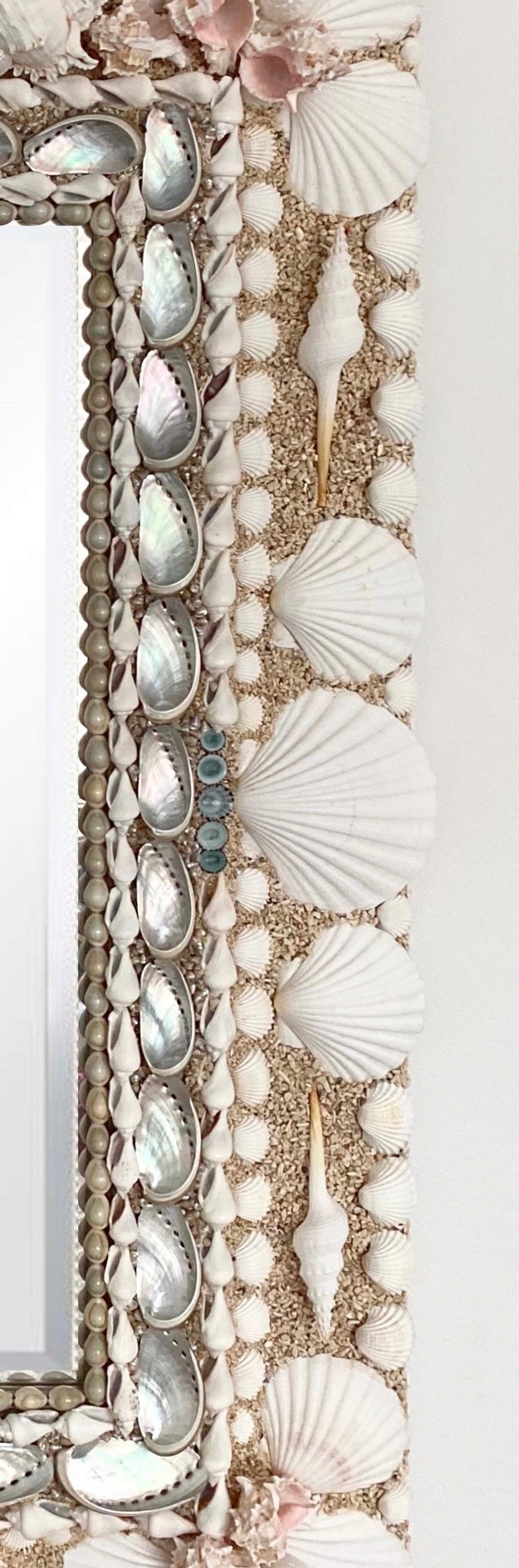 Seashell Mirror, Seashell Art, Hanging Shell Mirror, Shell Art, Coastal ...