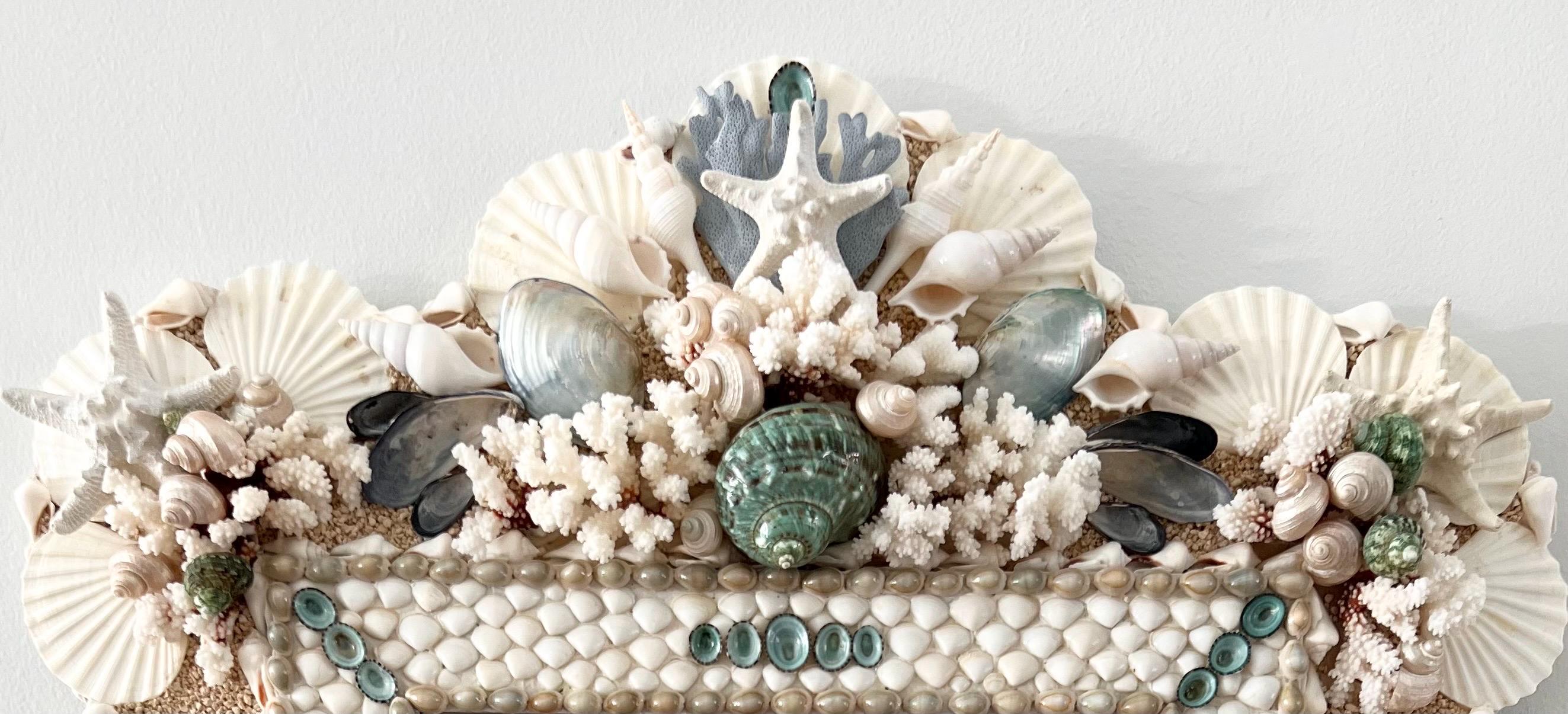 Seashell Mirror, Seashell Art, Hanging Shell Mirror, Shell Art, Coastal ...