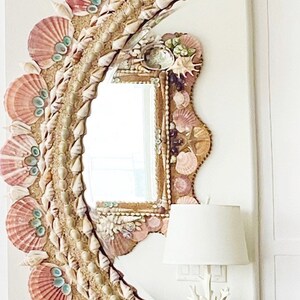 Seashell Mirror, Seashell Art, Hanging Shell Mirror, Shell Art, Coastal ...