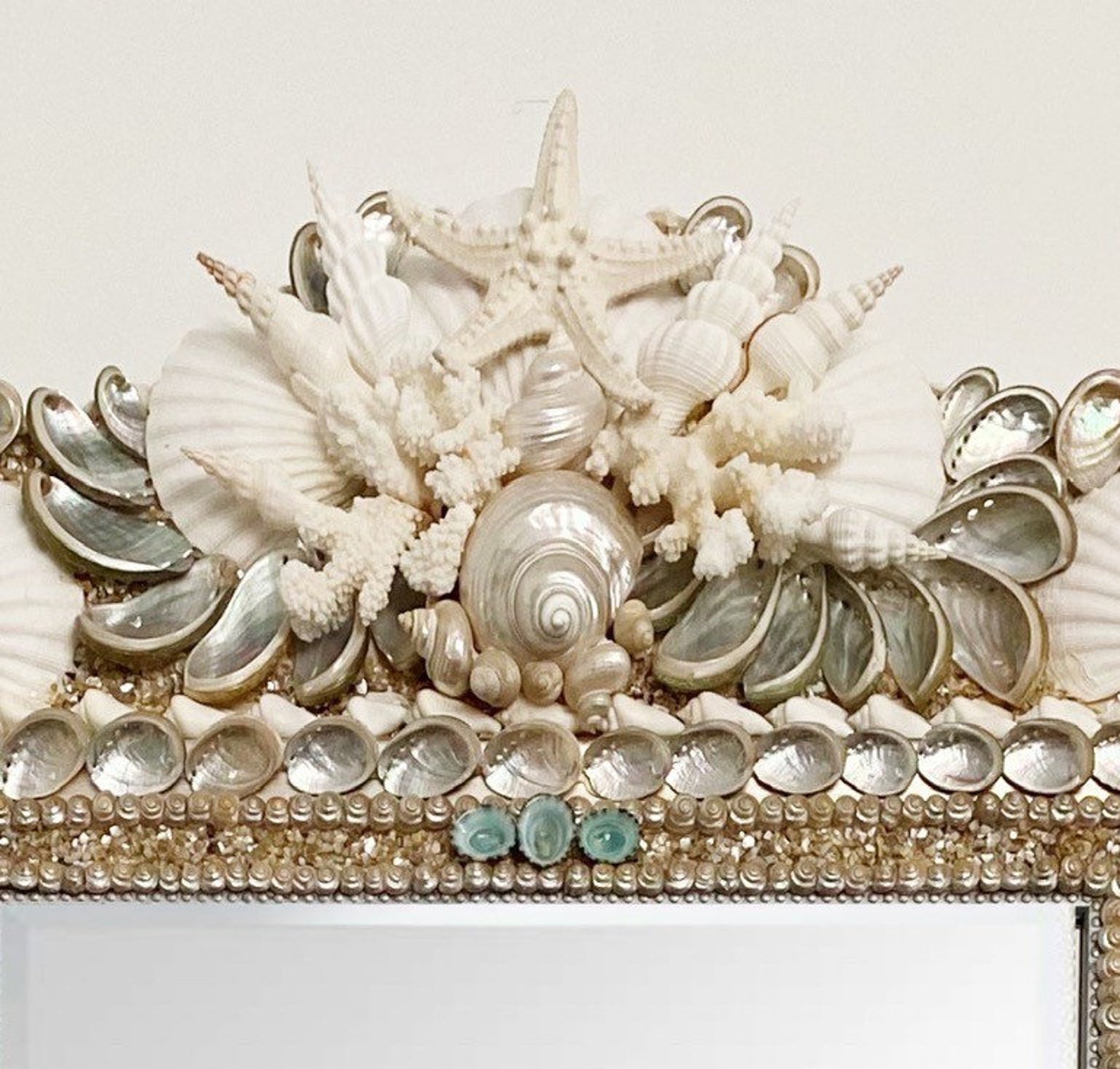 Seashell Mirror, Seashell Art, Hanging Shell Mirror, Shell Art, Coastal ...