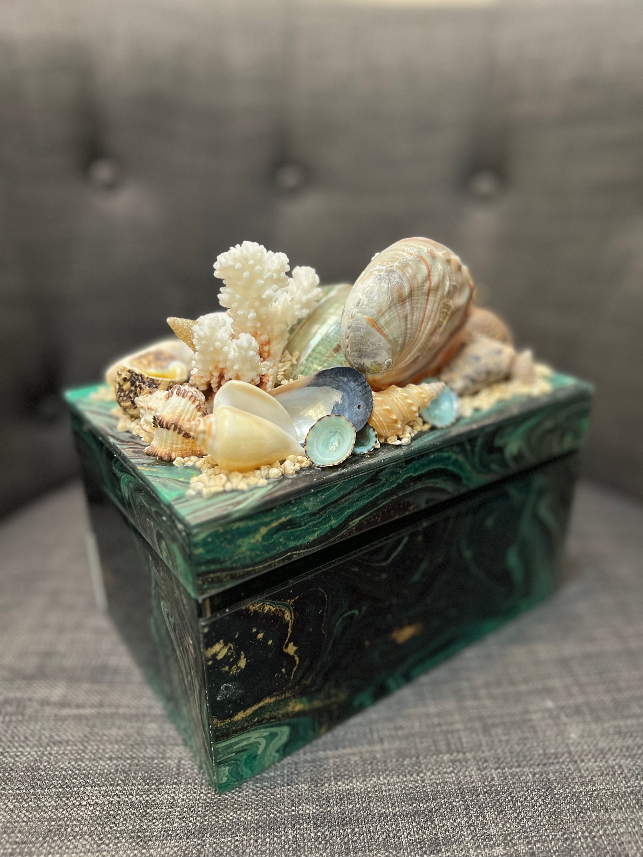 Custom Seashell Jewelry Box, Seashell Art, Decorative Box, Shell Art ...