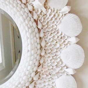 Seashell Mirror, Seashell Art, Hanging Shell Mirror, Shell Art, Coastal ...