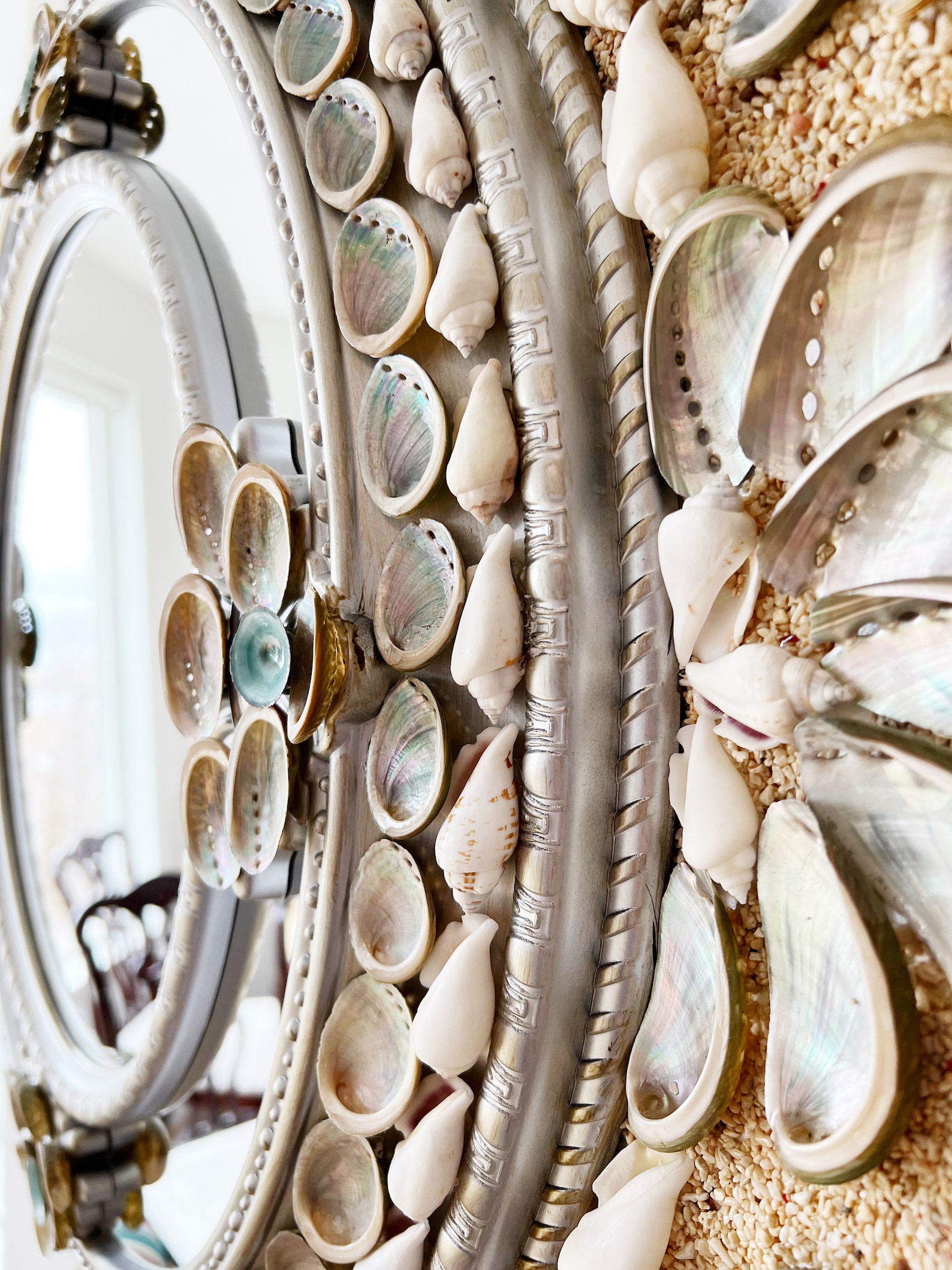 Seashell Mirror, Seashell Art, Hanging Shell Mirror, Shell Art, Coastal ...