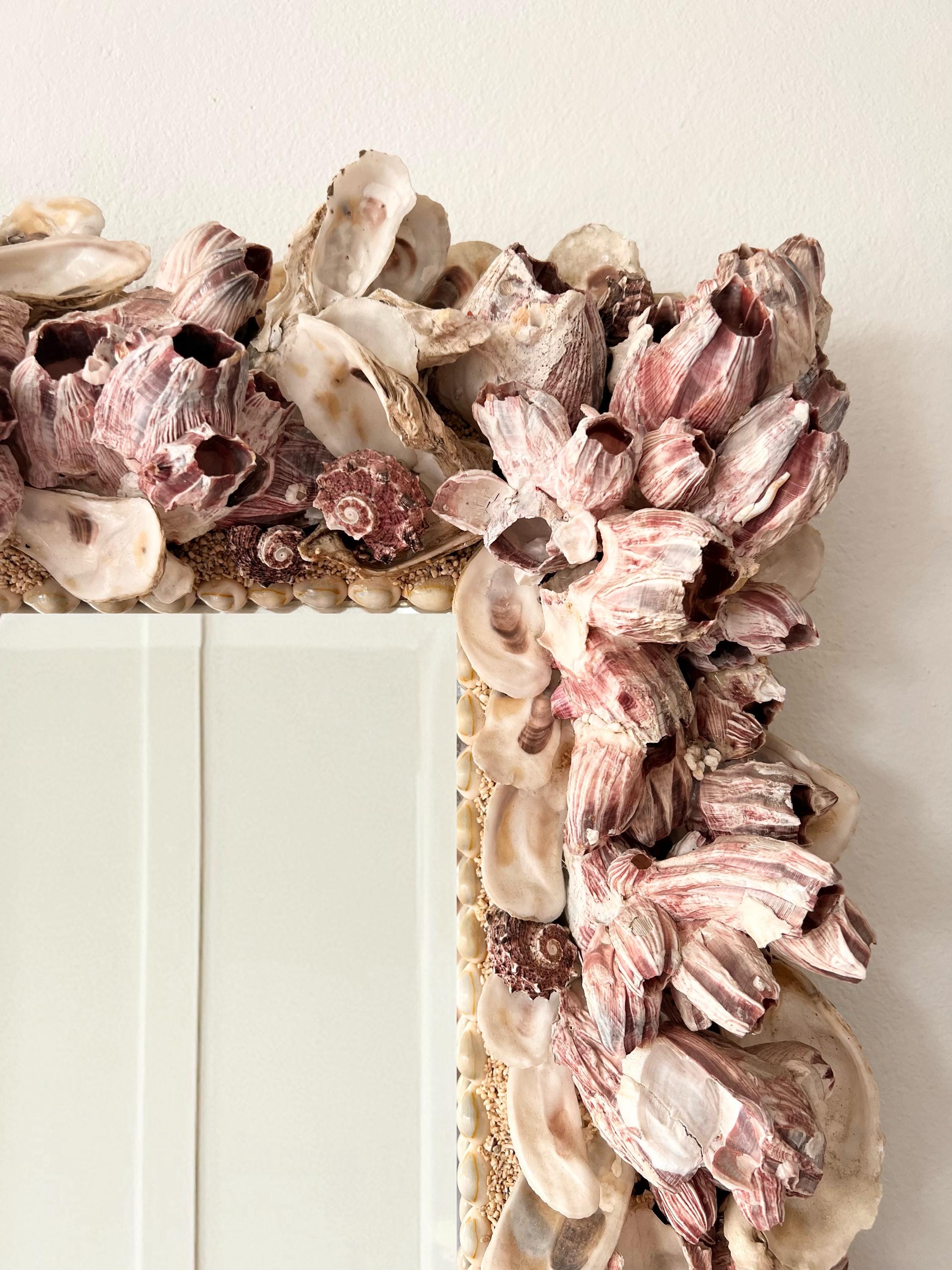 Seashell Mirror, Seashell Art, Hanging Shell Mirror, Shell Art, Coastal ...