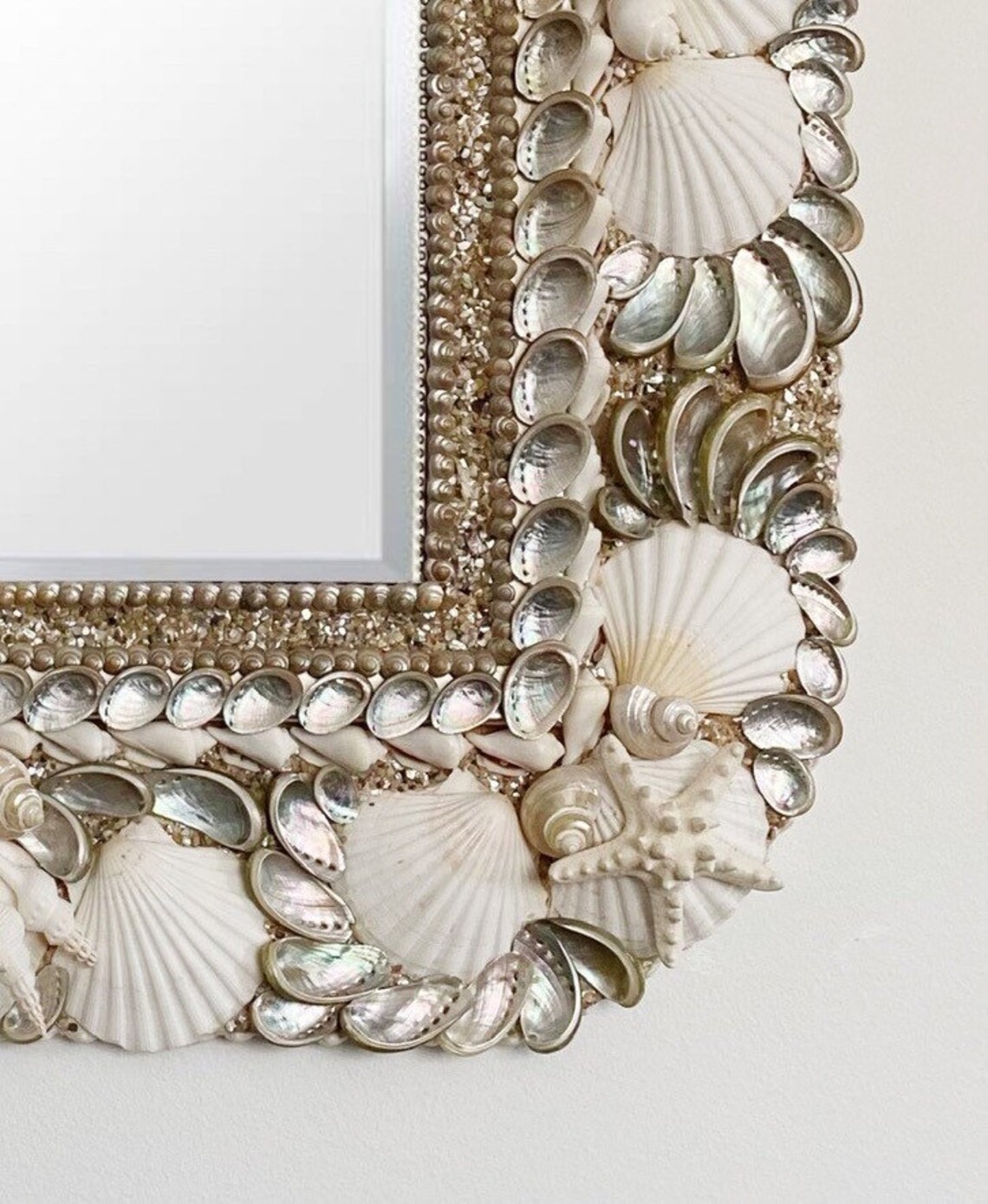 Seashell Mirror, Seashell Art, Hanging Shell Mirror, Shell Art, Coastal ...
