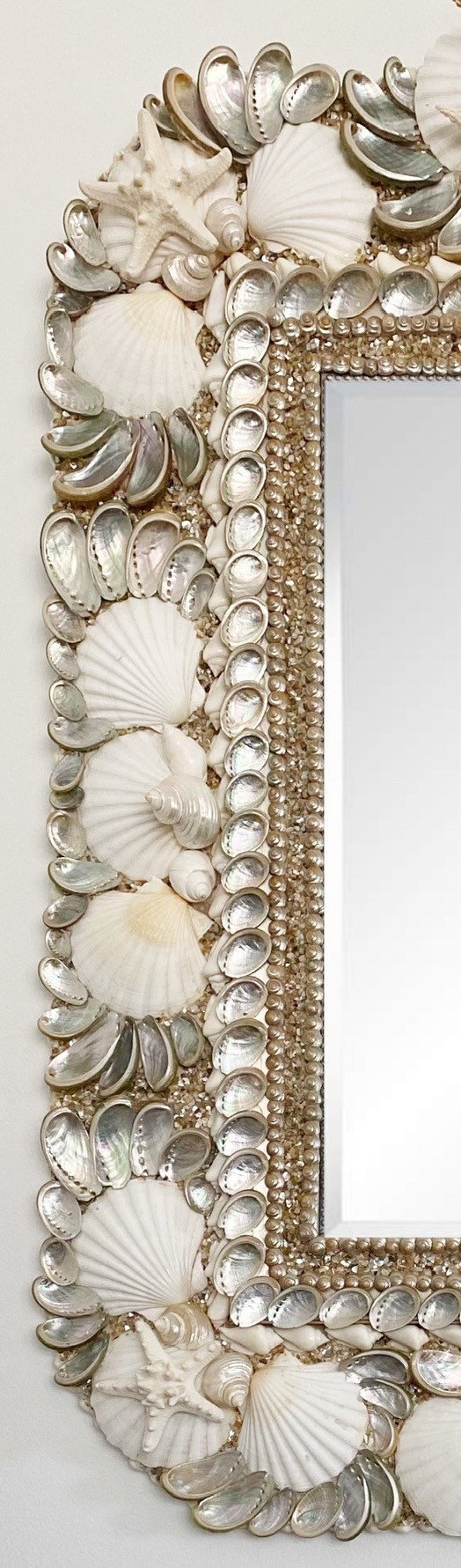 Seashell Mirror, Seashell Art, Hanging Shell Mirror, Shell Art, Coastal ...