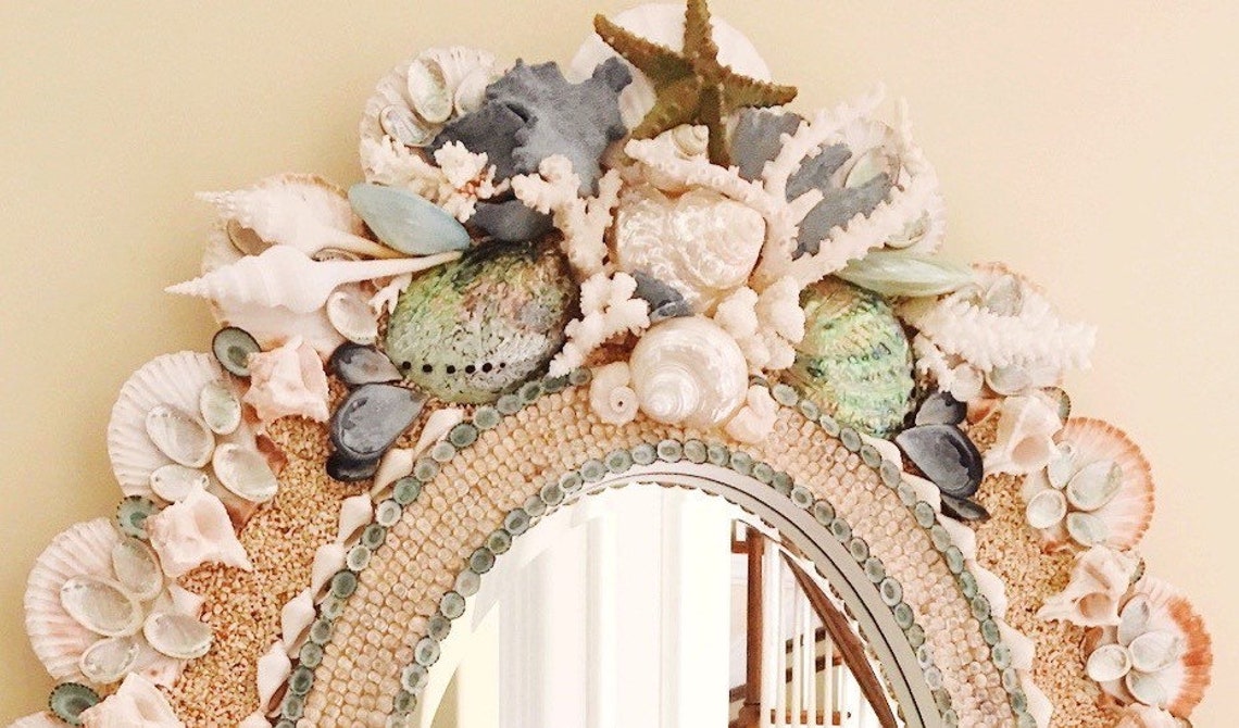 Seashell Mirror Seashell Art Hanging Shell Mirror Shell - Etsy