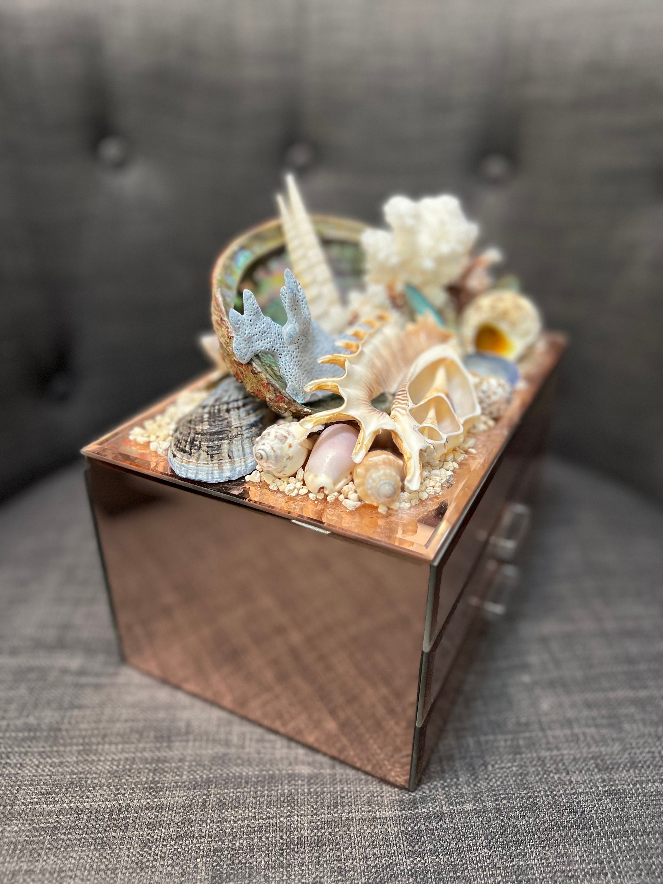 Custom Seashell Jewelry Box, Seashell Art, Decorative Box, Shell Art ...