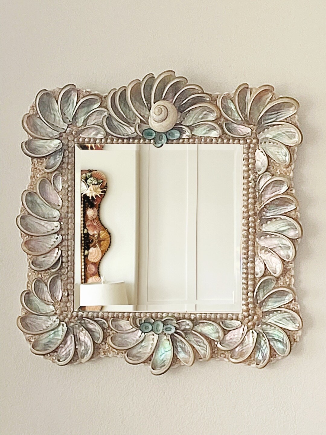Seashell Mirror Seashell Art Hanging Shell Mirror Shell - Etsy