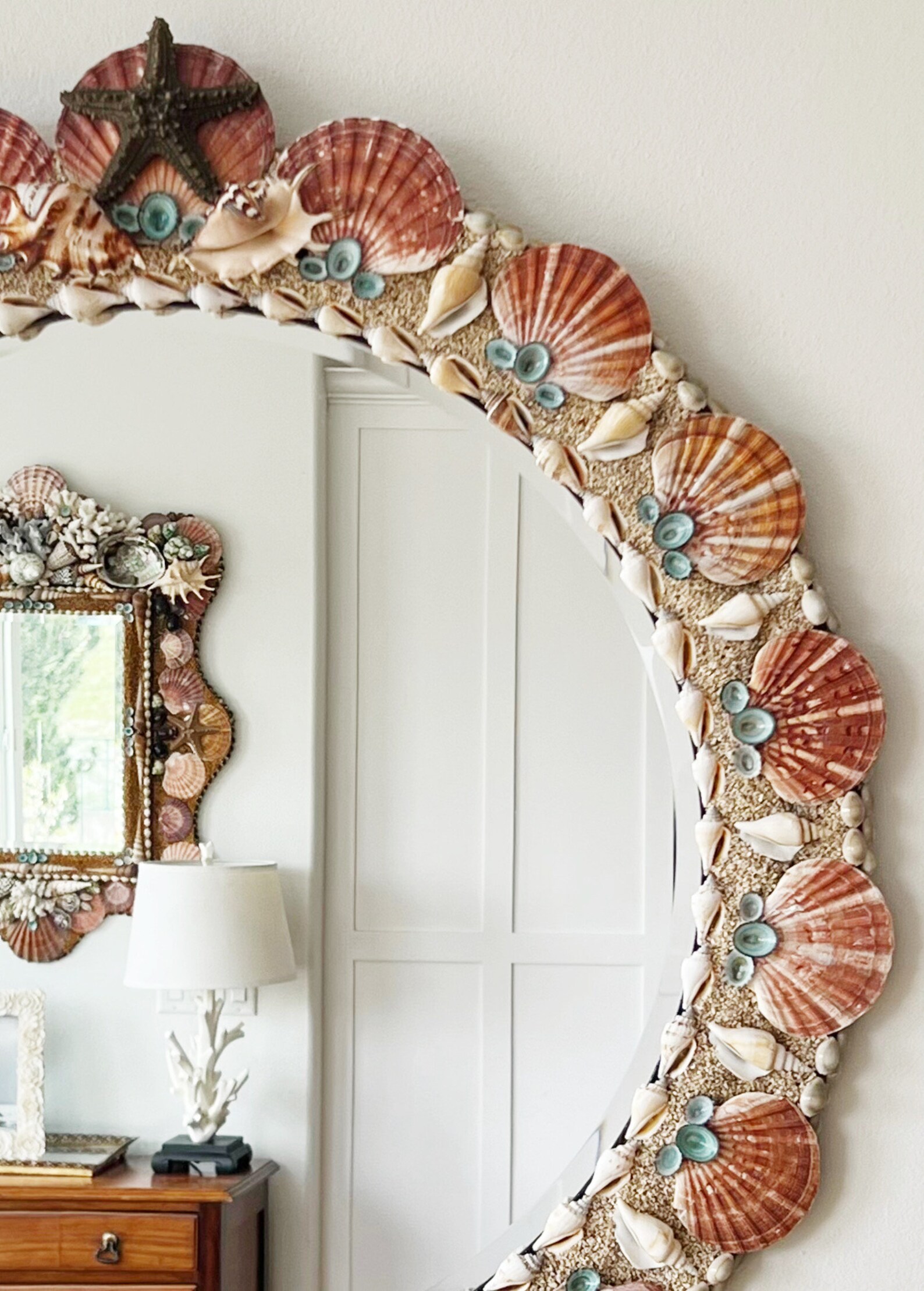 Seashell Mirror Seashell Art Hanging Shell Mirror Shell | Etsy