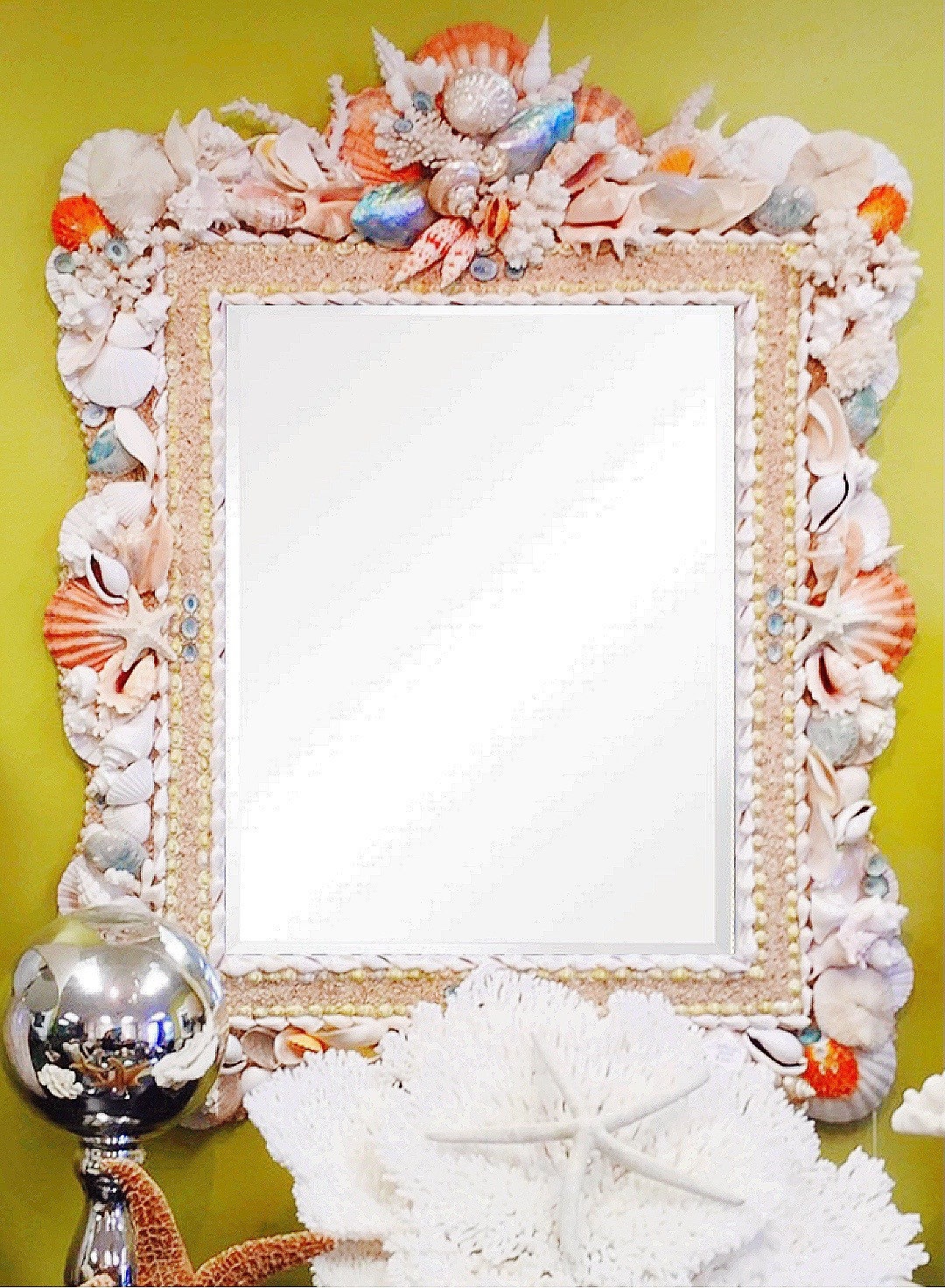 Seashell Mirror, Seashell Art, Hanging Shell Mirror, Shell Art, Coastal ...