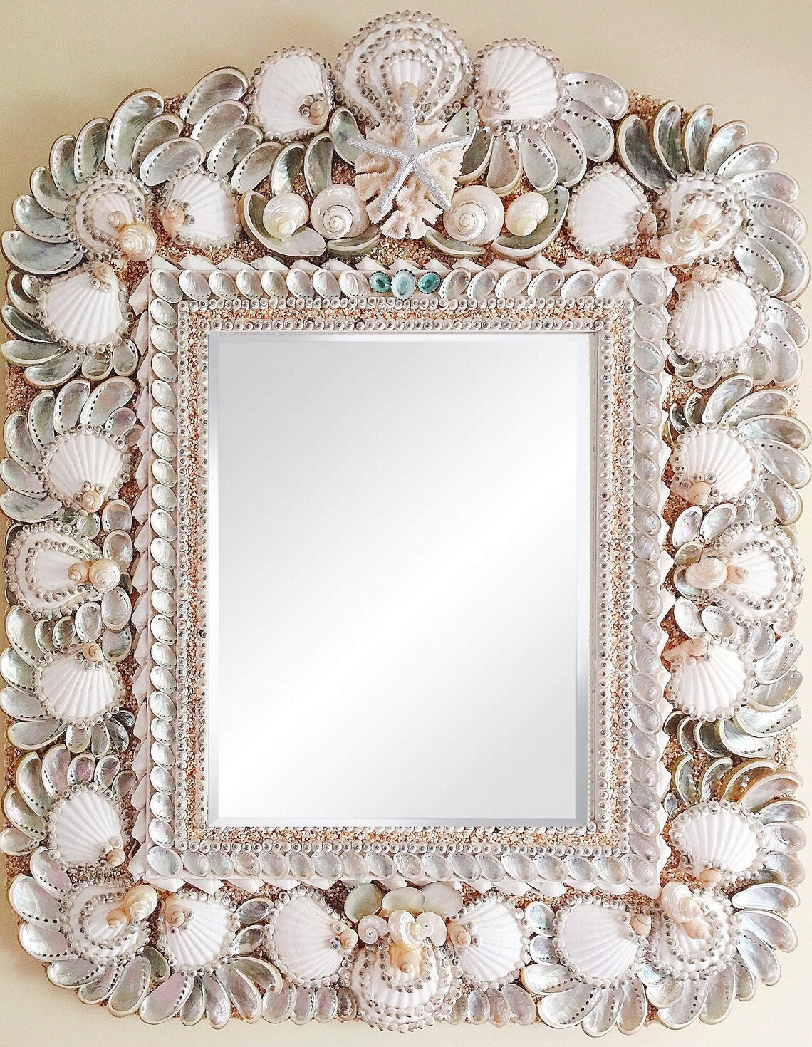 Seashell Mirror Seashell Art Hanging Shell Mirror Shell - Etsy