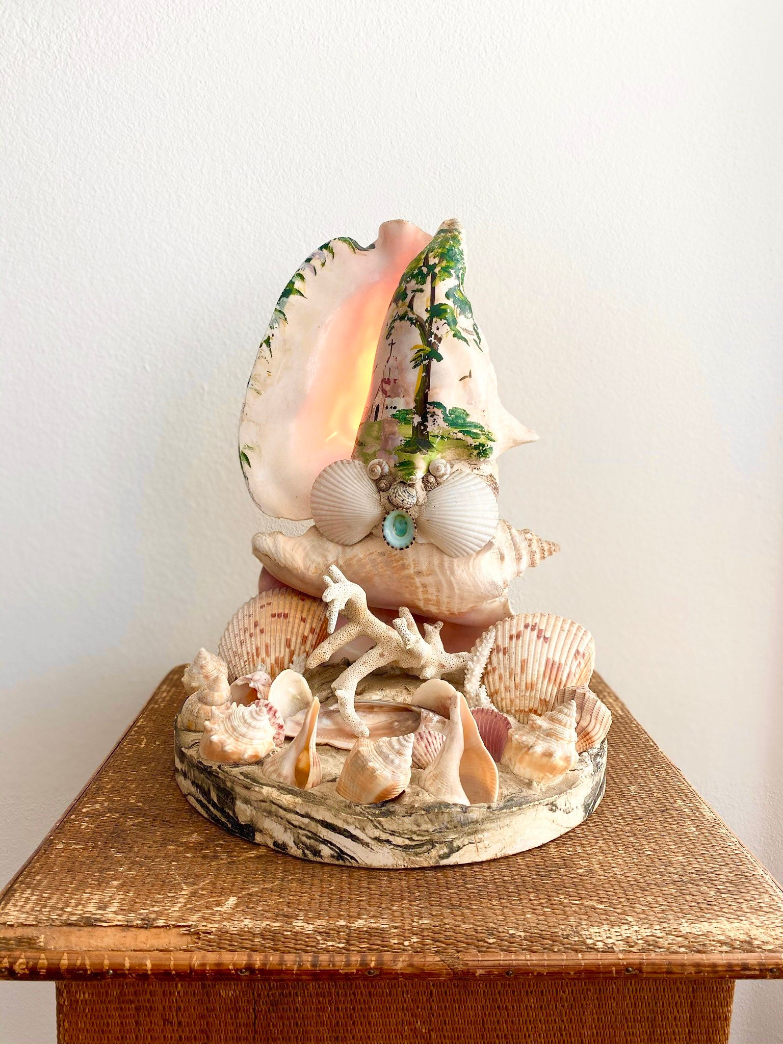 Vintage Seashell Centerpiece | Conch Seashell | Seashell Art | Shell ...