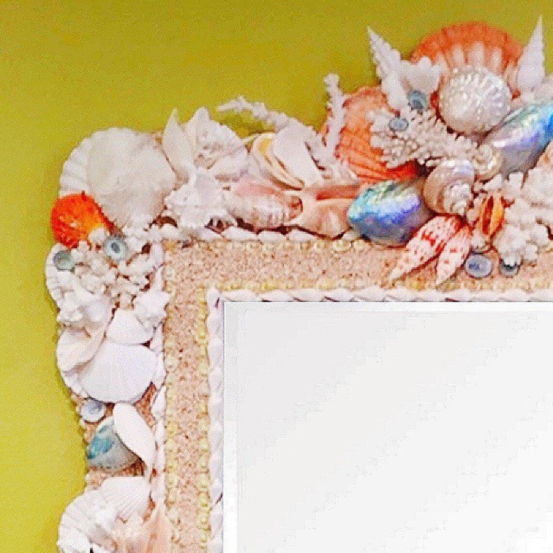 Seashell Mirror, Seashell Art, Hanging Shell Mirror, Shell Art, Coastal ...