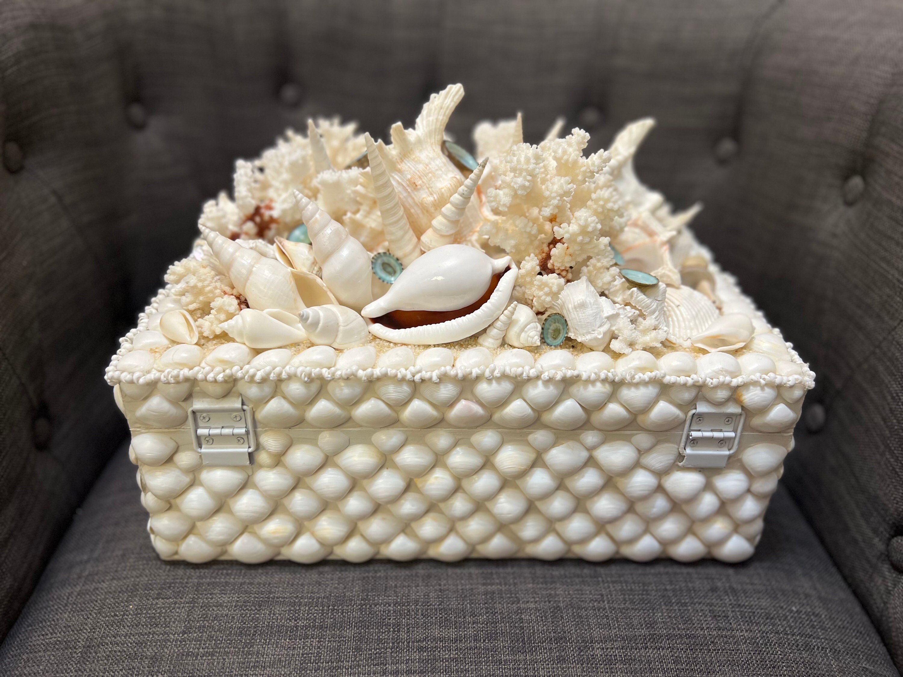 Custom Seashell Jewelry Box, Seashell Art, Decorative Box, Shell Art ...