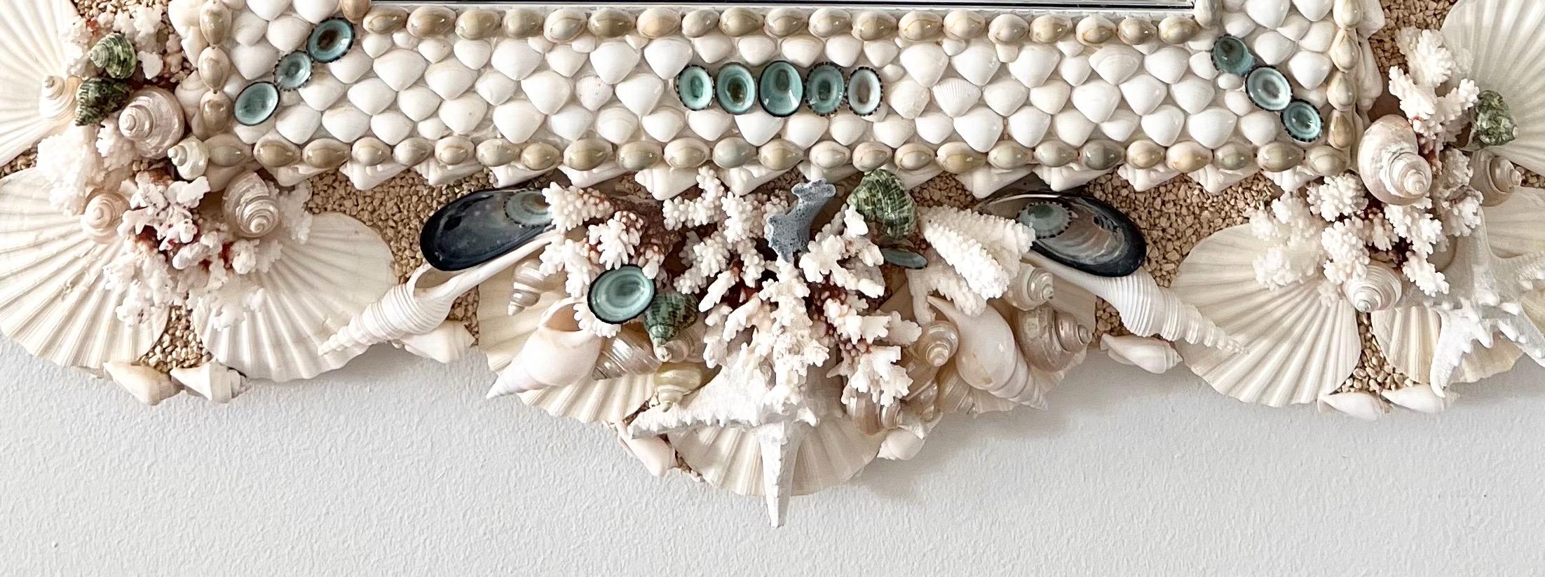 Seashell Mirror, Seashell Art, Hanging Shell Mirror, Shell Art, Coastal ...