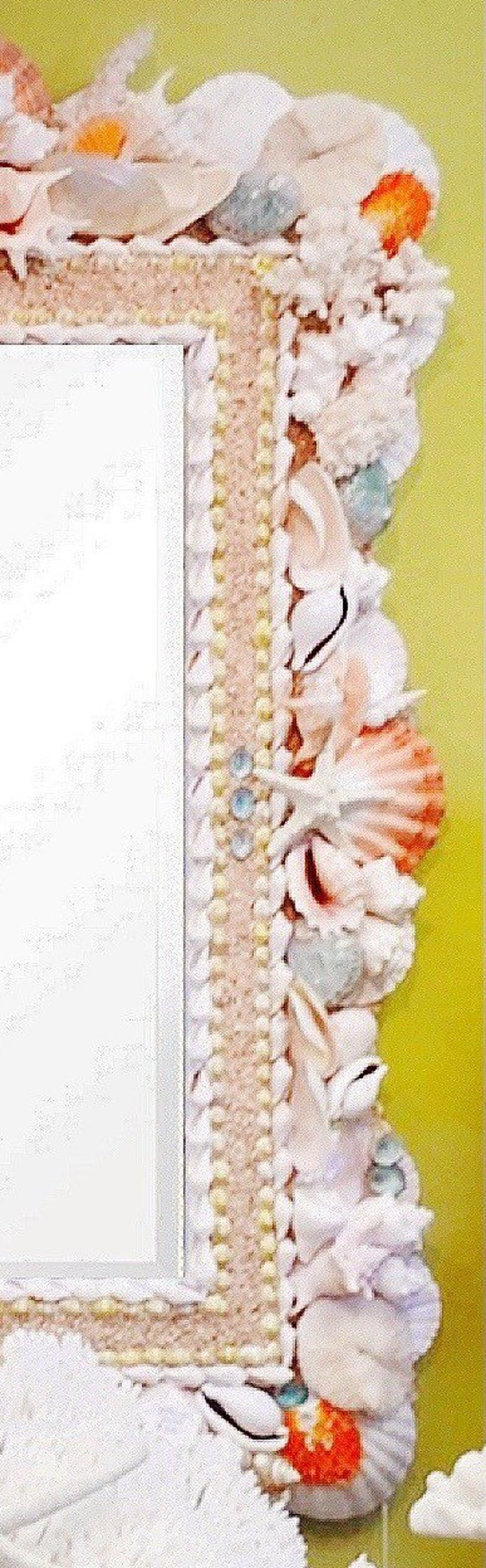 Seashell Mirror, Seashell Art, Hanging Shell Mirror, Shell Art, Coastal ...