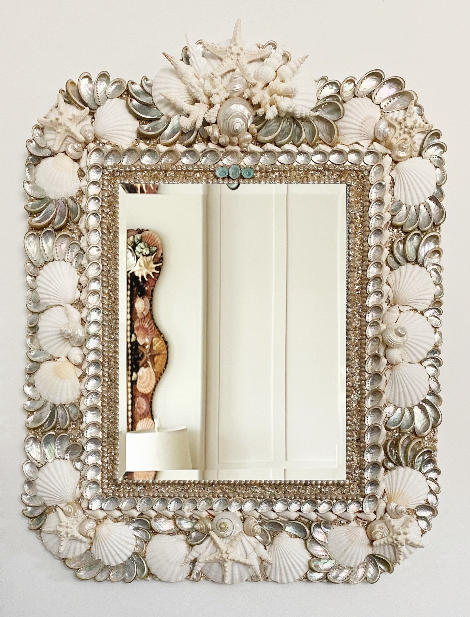 Seashell Mirror, Seashell Art, Hanging Shell Mirror, Shell Art, Coastal ...