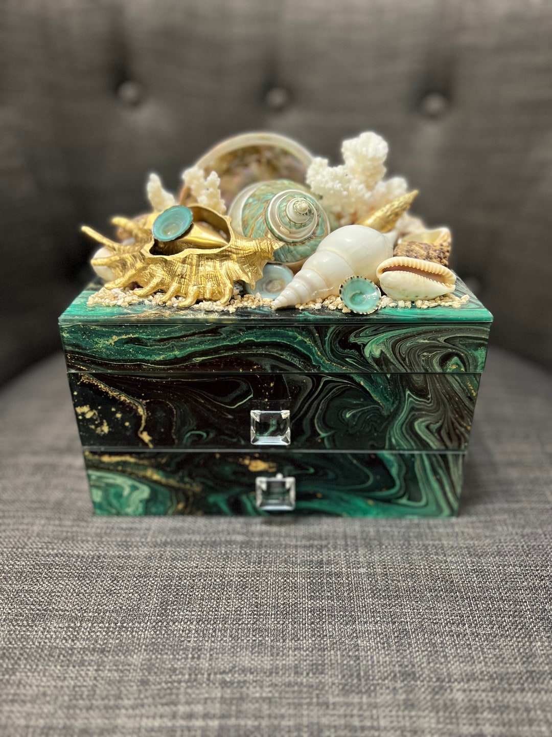 Custom Seashell Jewelry Box, Seashell Art, Decorative Box, Shell Art ...
