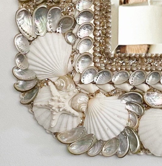 Seashell Mirror, Seashell Art, Hanging Shell Mirror, Shell Art, Coastal ...