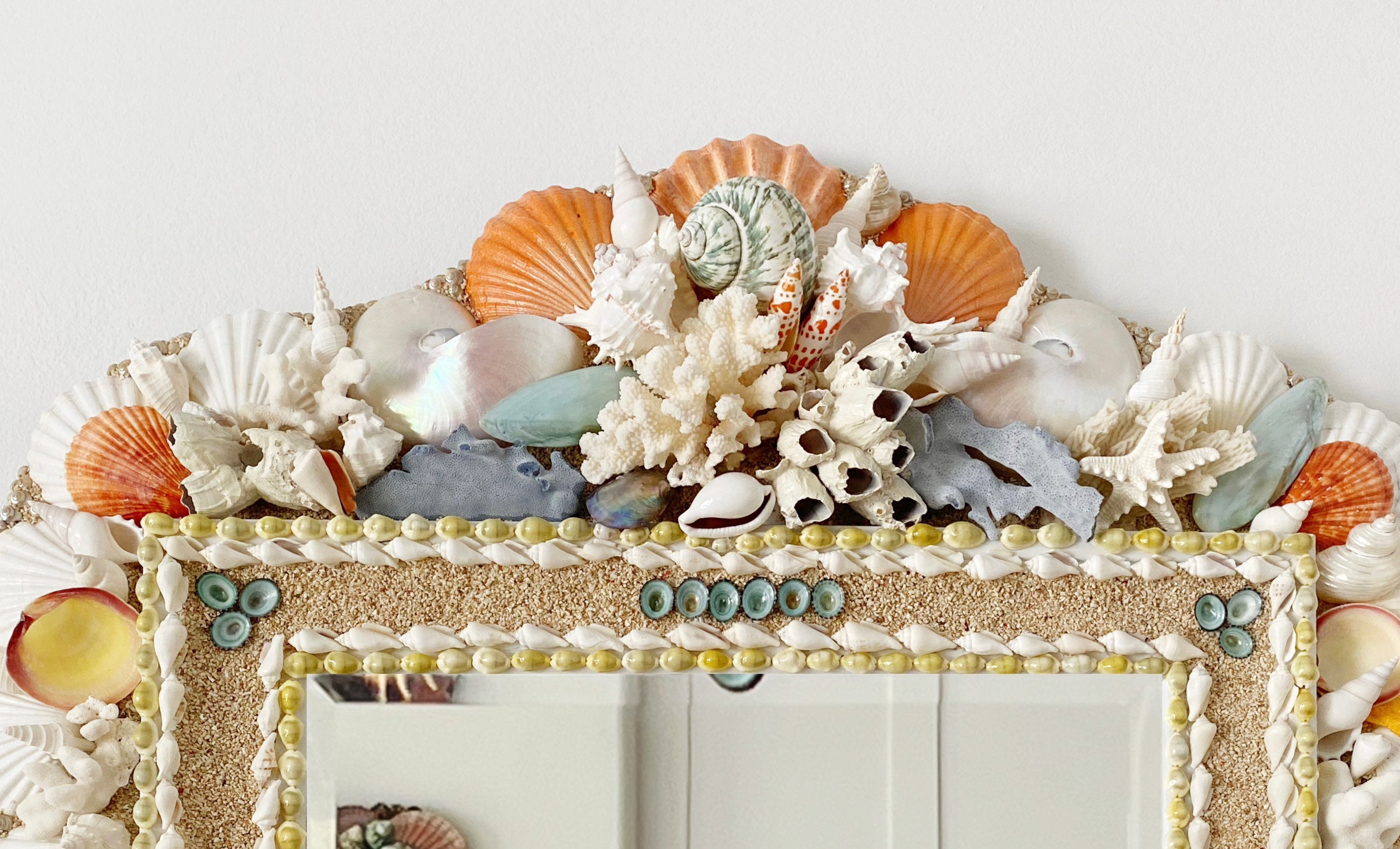 Seashell Mirror, Seashell Art, Hanging Shell Mirror, Shell Art, Coastal ...