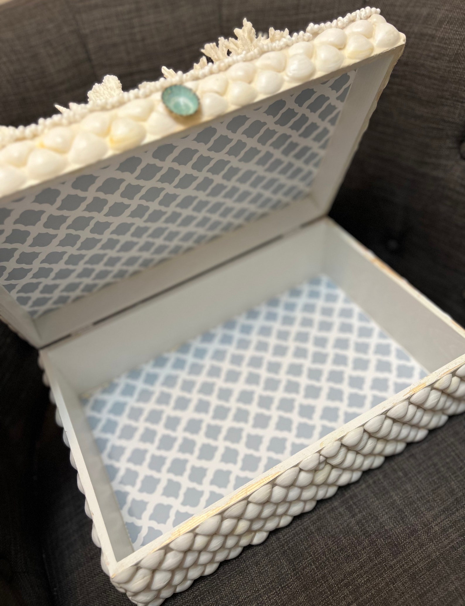 Custom Seashell Jewelry Box, Seashell Art, Decorative Box, Shell Art ...