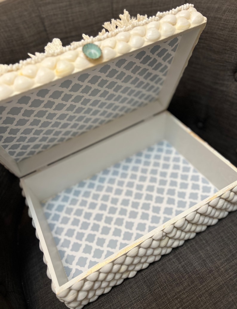 Custom Seashell Jewelry Box, Seashell Art, Decorative Box, Shell Art ...