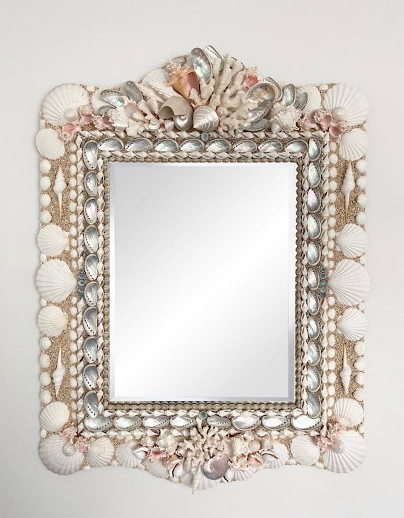 Seashell Mirror Seashell Art Hanging Shell Mirror Shell | Etsy