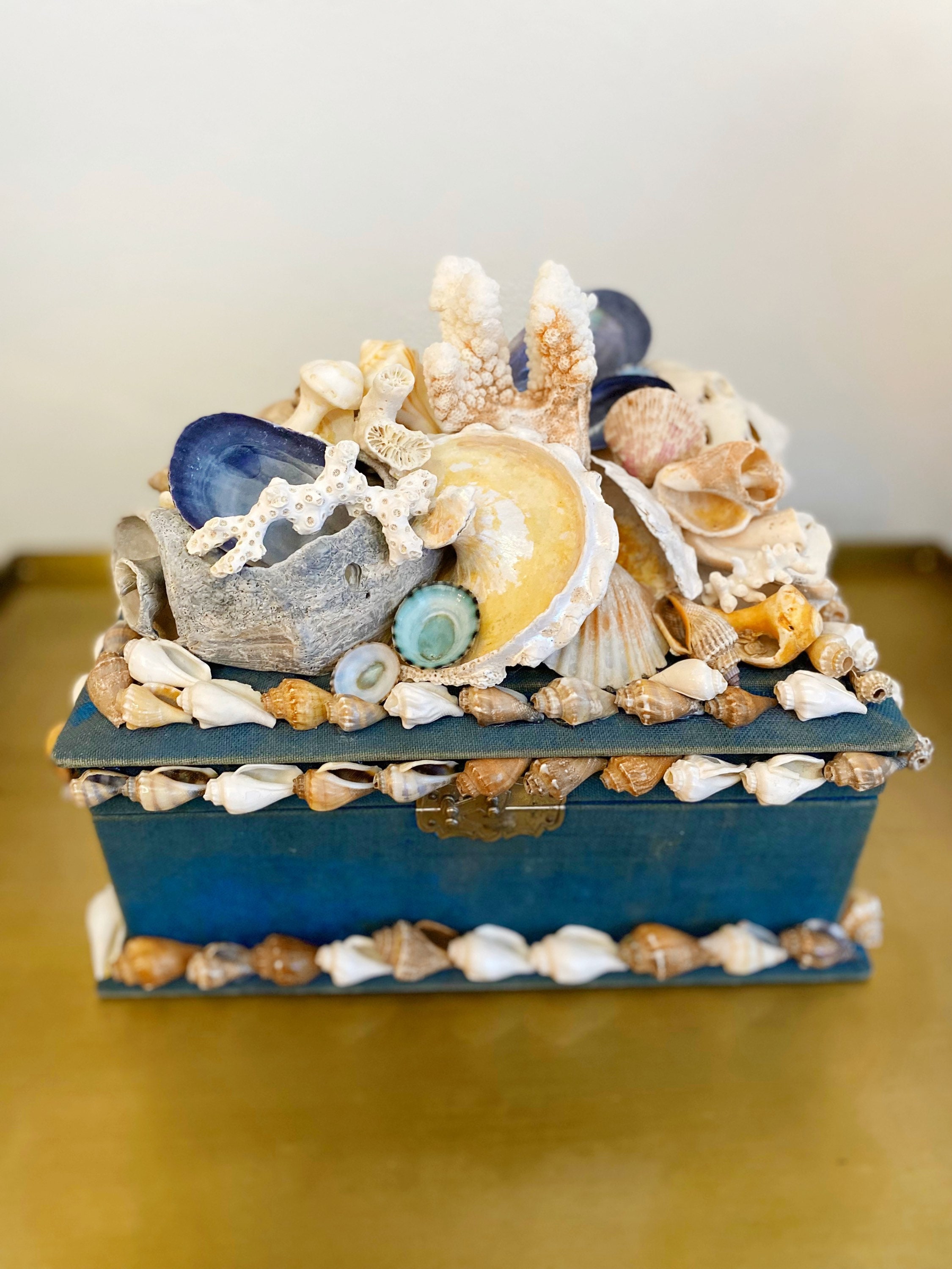 Seashell Centerpiece Seashell Jewelry Box Seashell Art Entryway Art ...