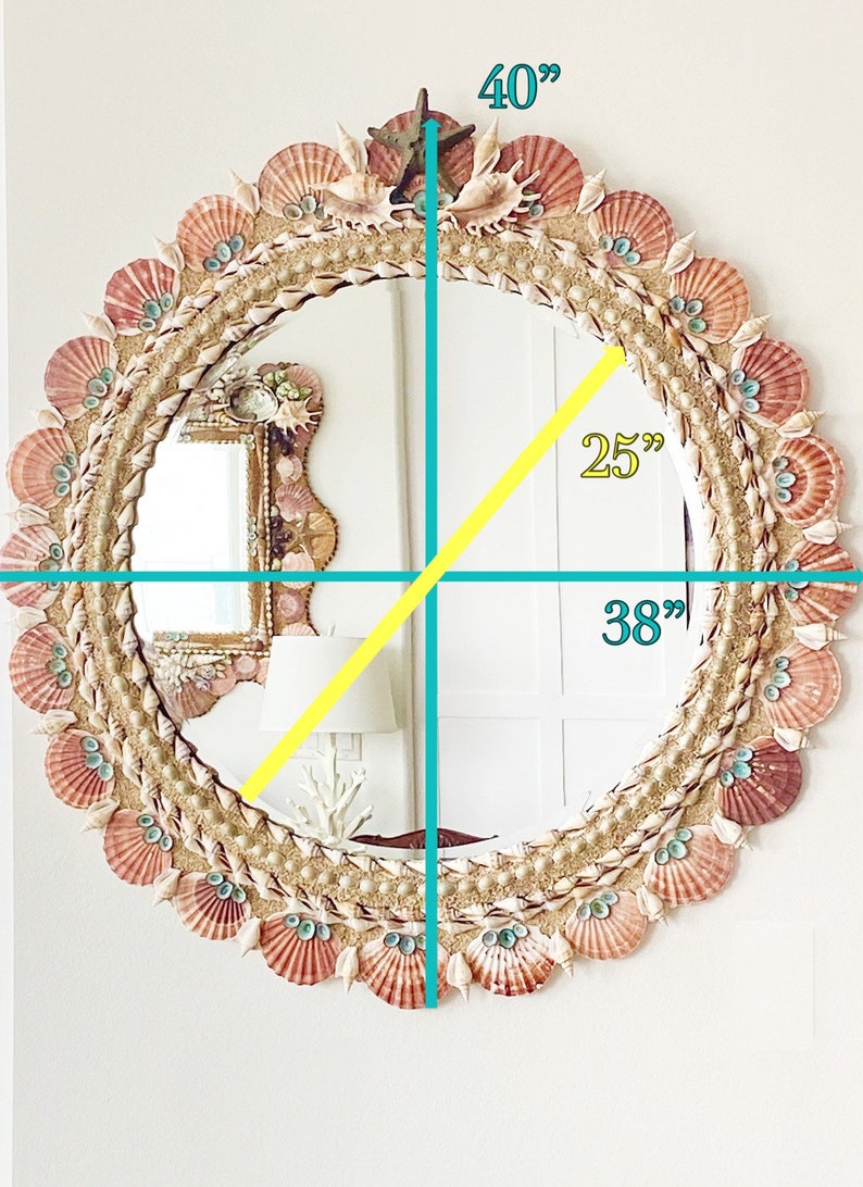 Seashell Mirror, Seashell Art, Hanging Shell Mirror, Shell Art, Coastal Art, Coastal ...