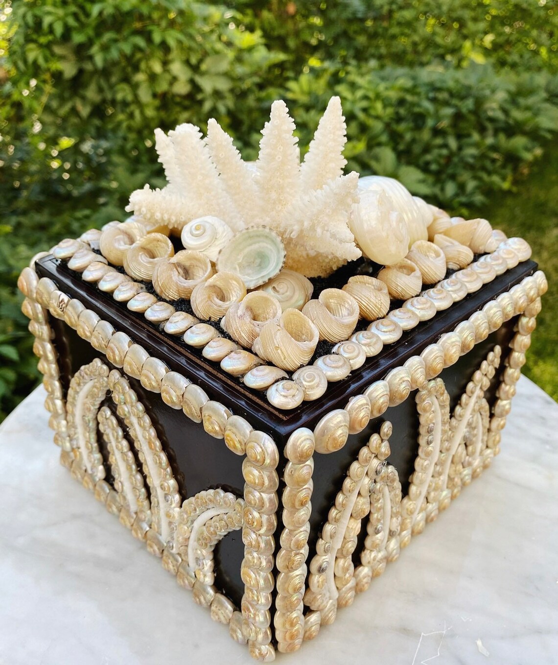 Custom Seashell Jewelry Box, Seashell Art, Decorative Box, Shell Art ...