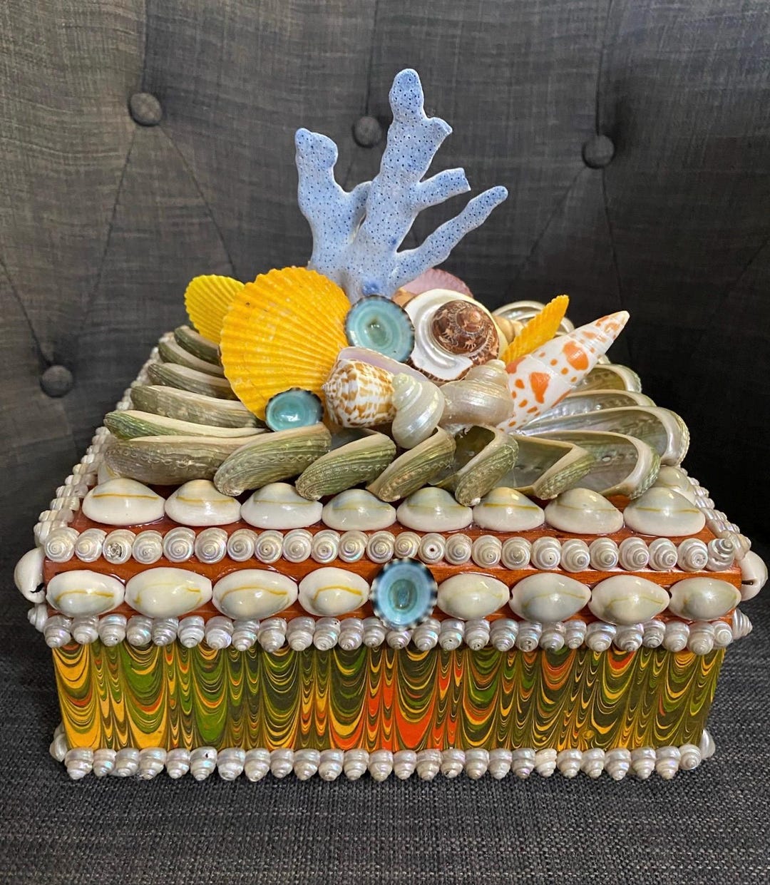 Custom Seashell Jewelry Box, Seashell Art, Decorative Box, Shell Art ...